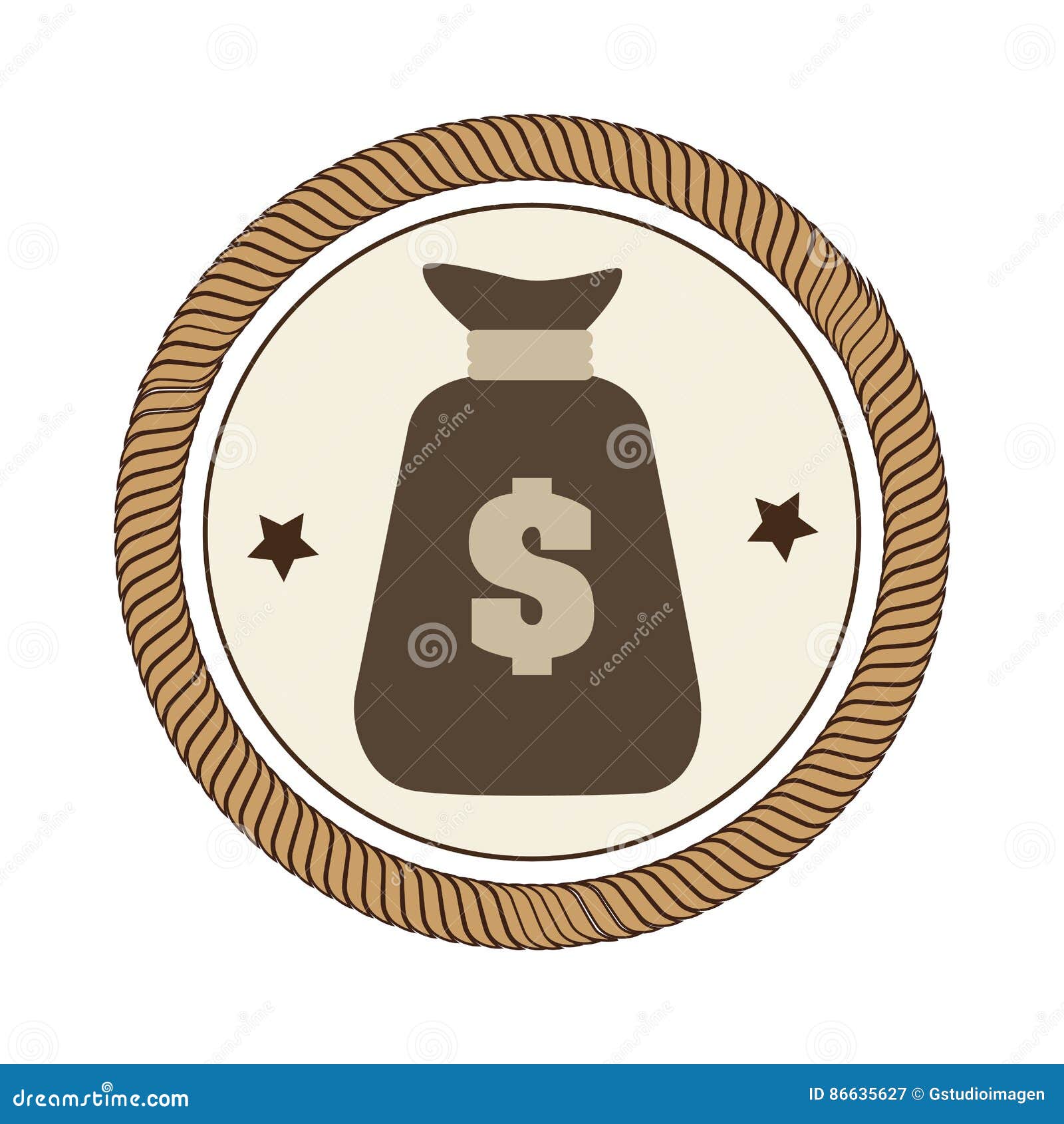Money bag wild west icon stock vector. Illustration of dollar - 86635627