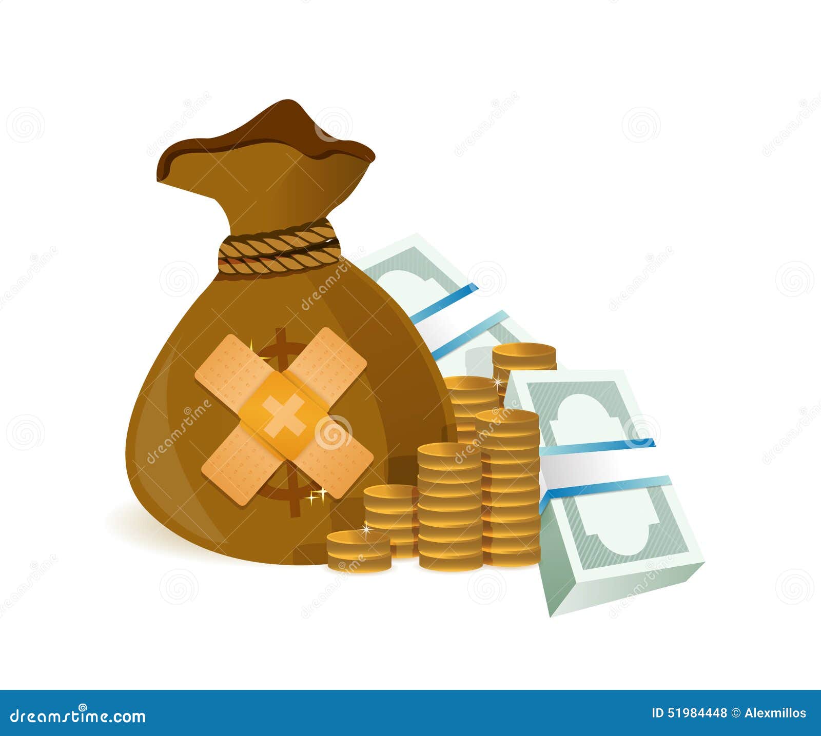 Money Band Aid Fix Solution Concept Stock Illustration - Illustration ...