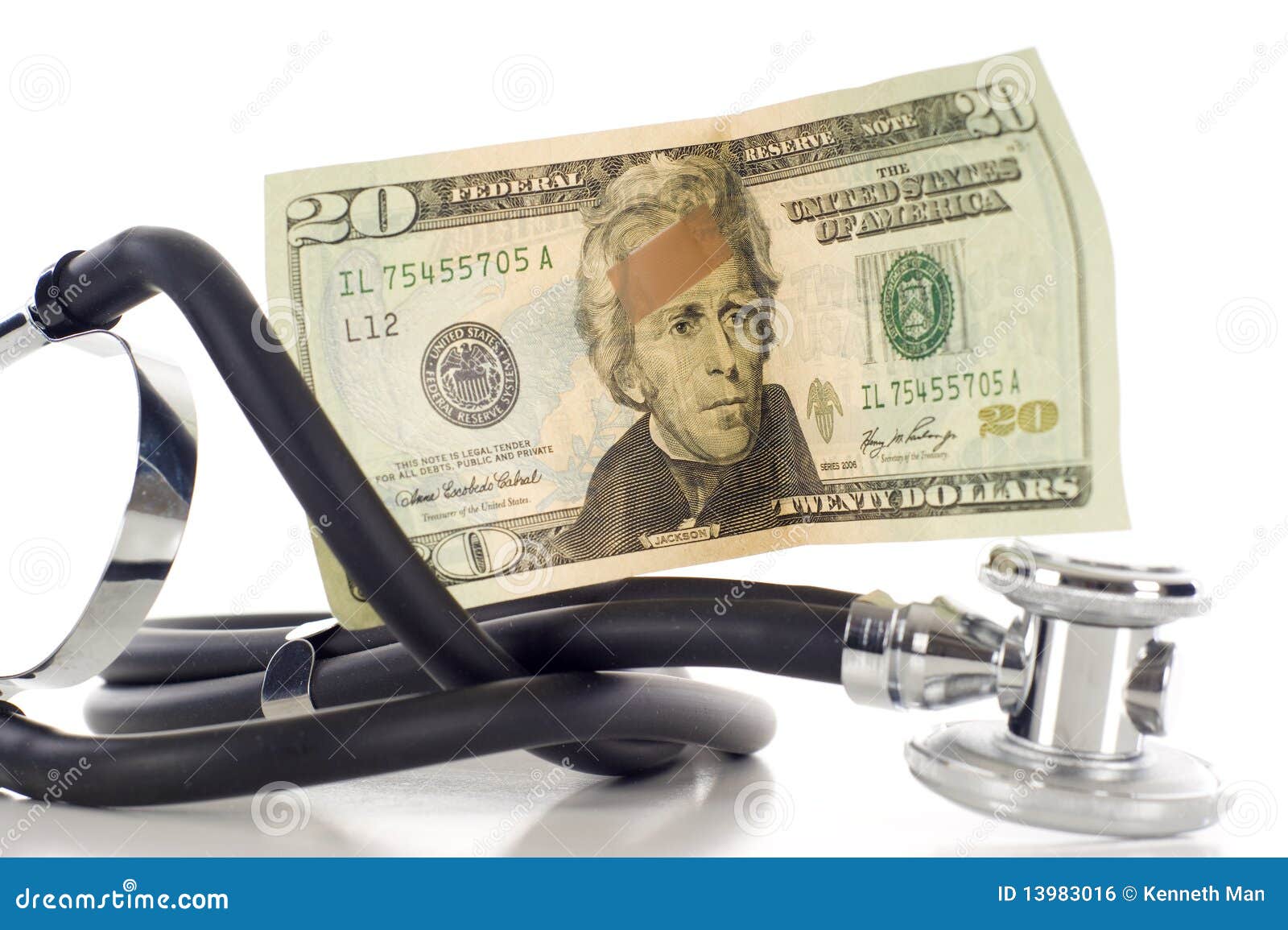 Money with Band Aid & Stethoscope Stock Photo - Image of finance, hurt ...