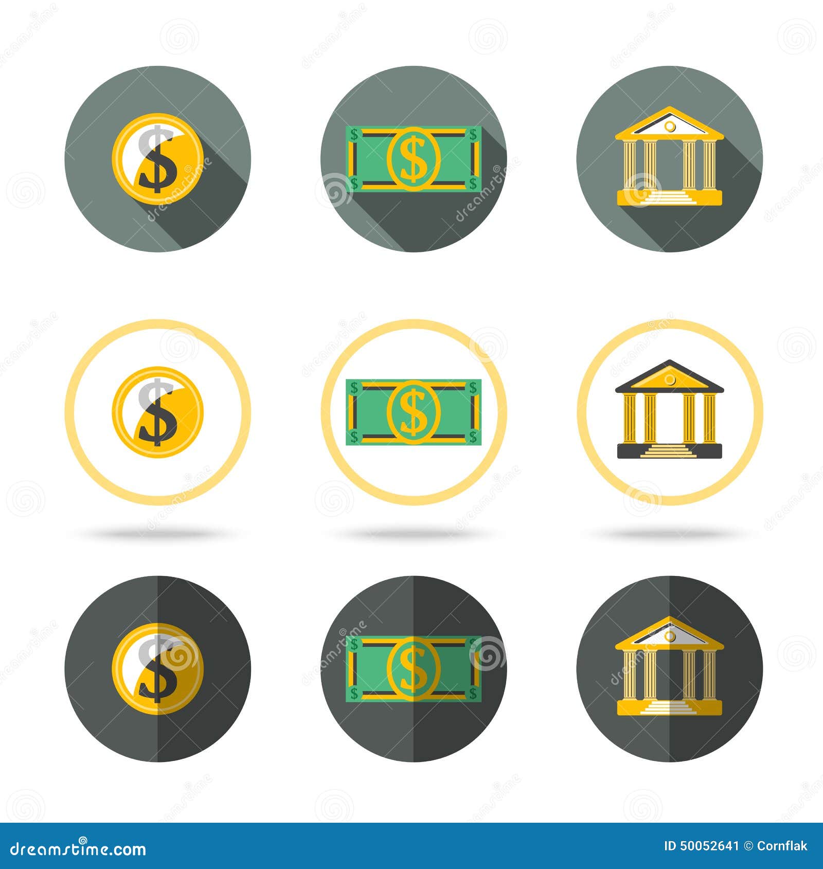 Money and Banking Icons Set. in Different Flat Stock Vector ...