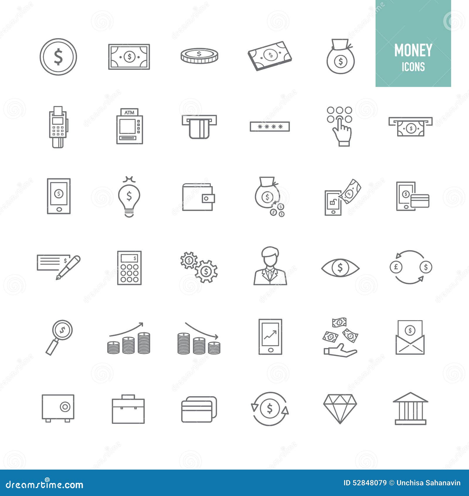 Money and Banking Icons Set. Stock Vector - Illustration of economy ...