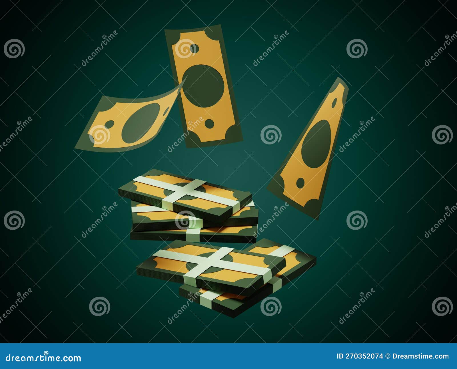 Money Banknote Bundles and Bones Piled and Stacked 3D Render ...