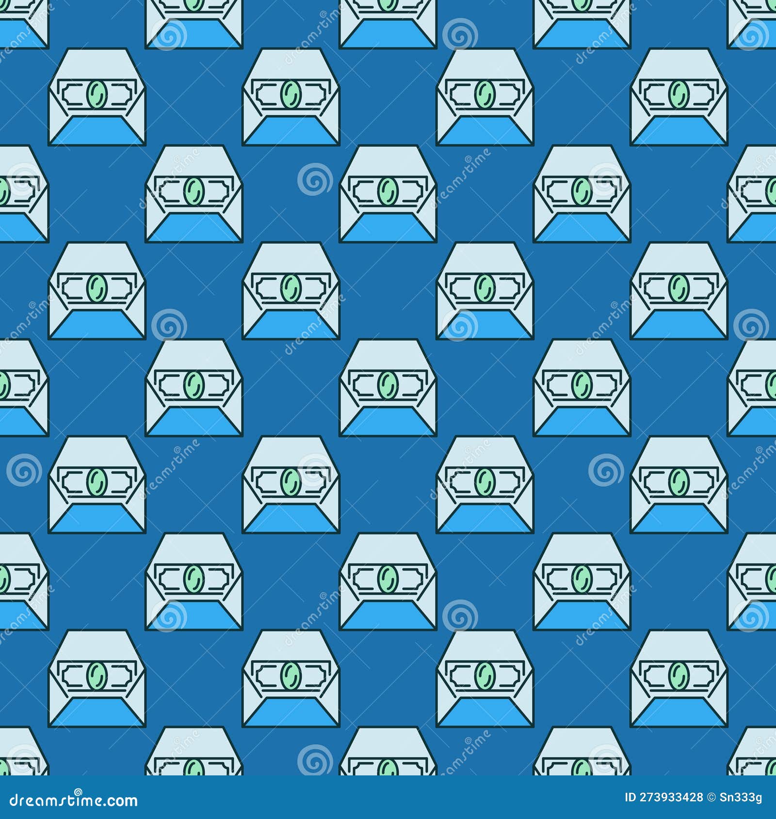 Money Banknote in Envelope Vector Colored Seamless Pattern Stock ...