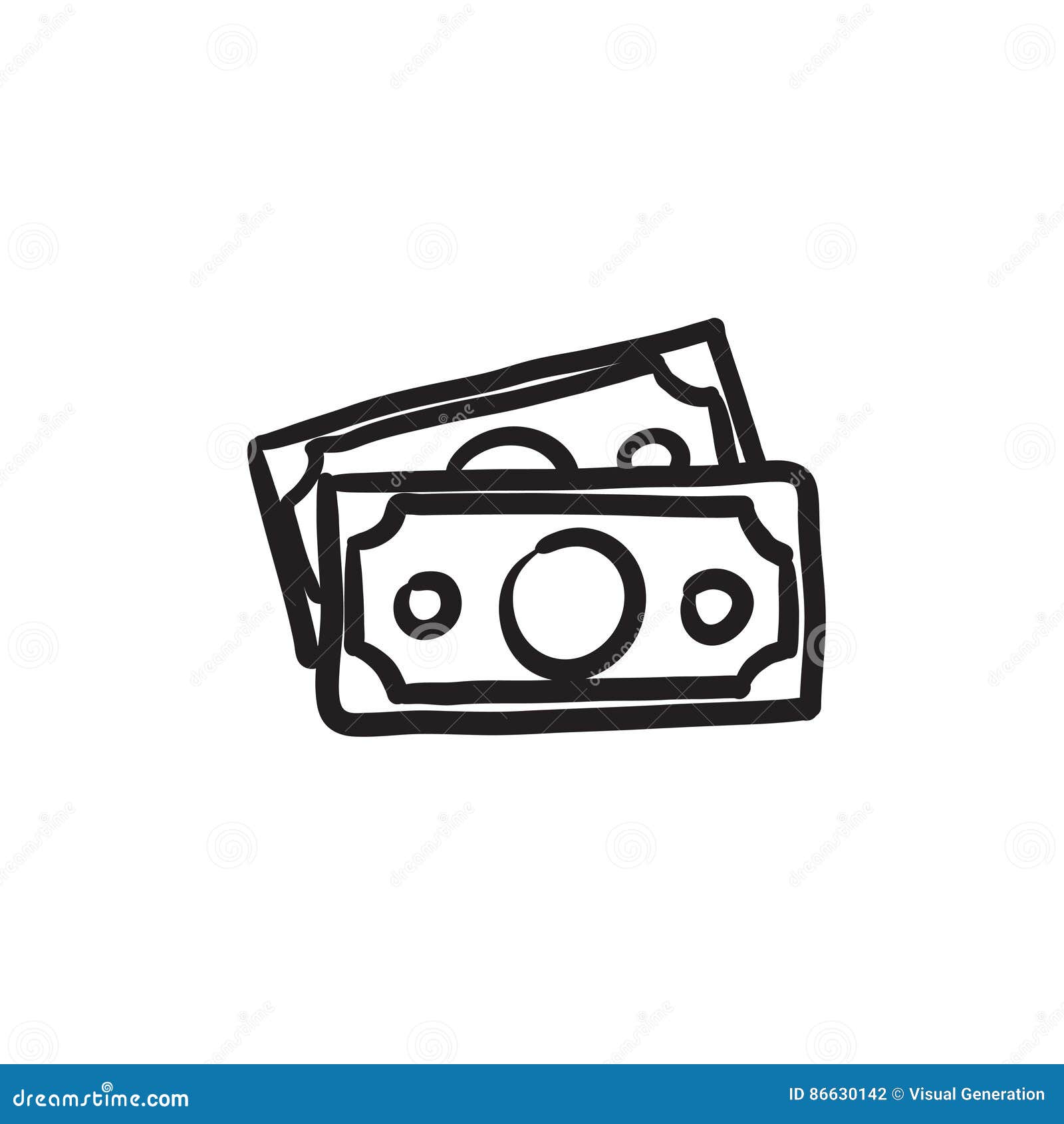Money Banknotes Sketch Icon. Stock Vector - Illustration of deposit ...