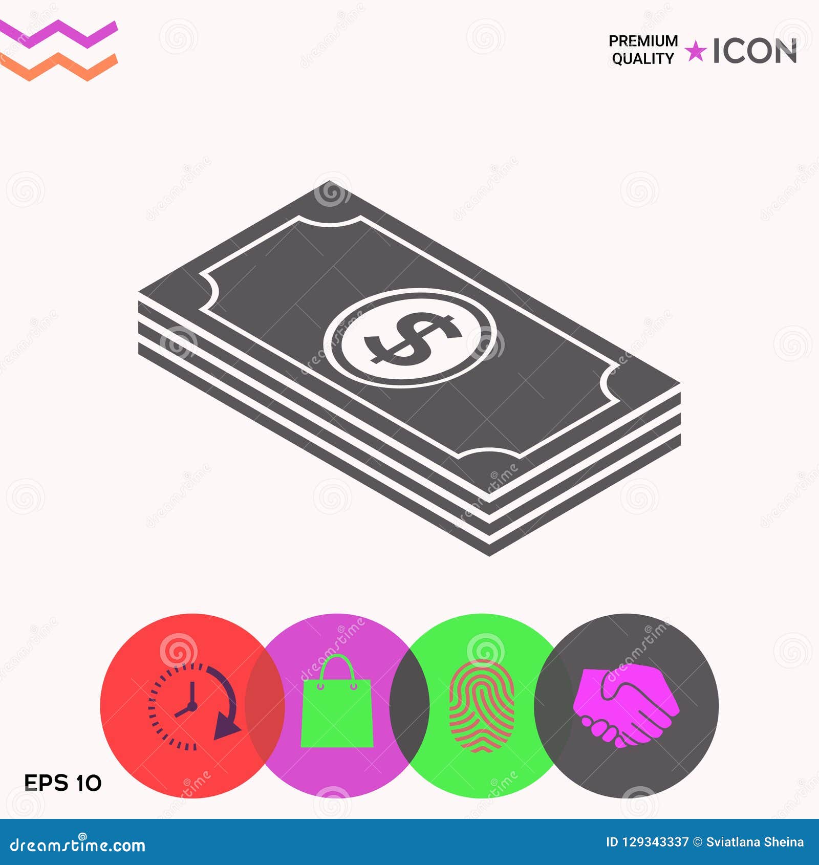 Money Banknotes Stack with Dollar Isometric Icon Stock Vector ...
