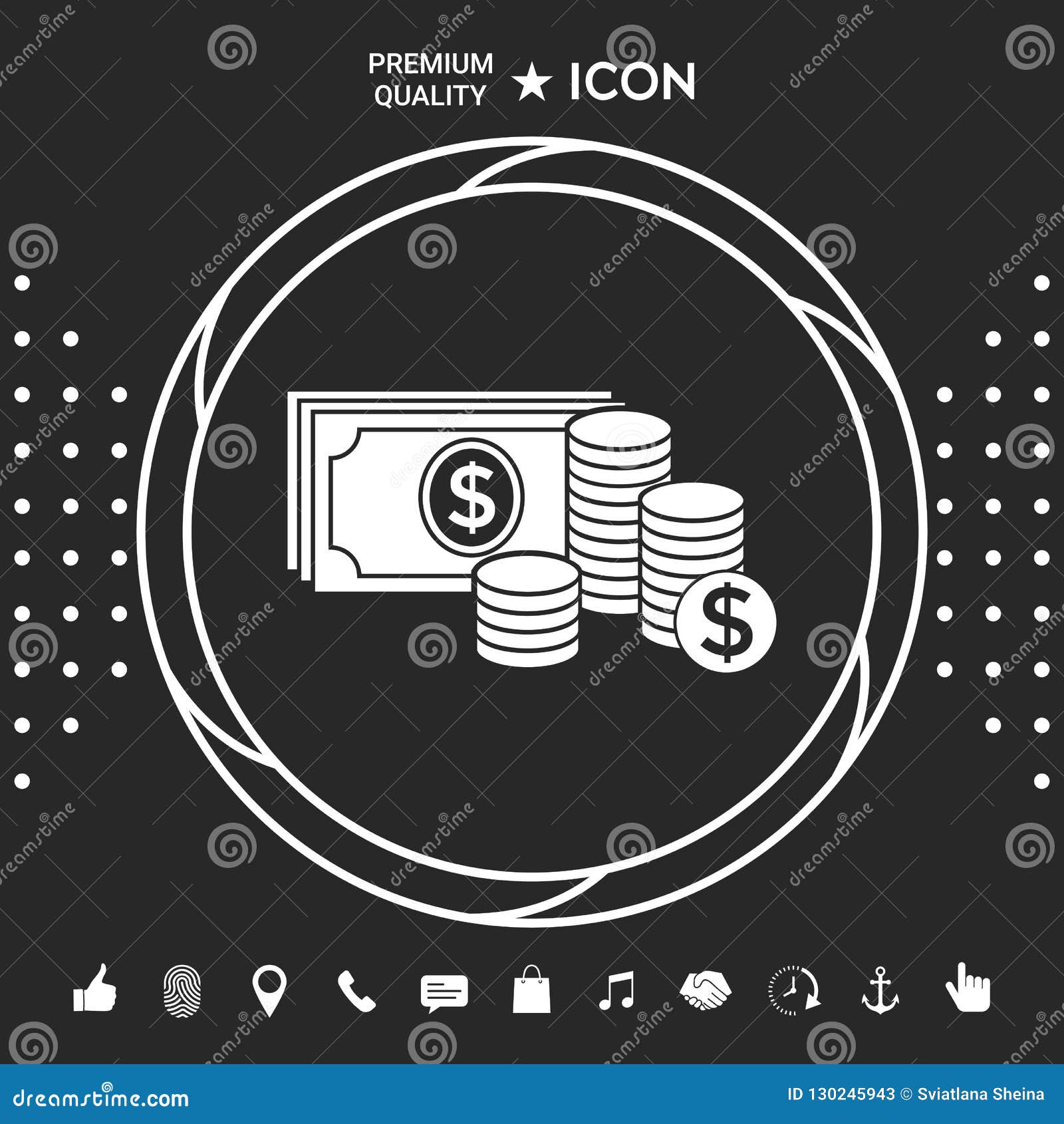 Money Banknotes Stack and Stack of Coins Icon with Dollar Symbol ...