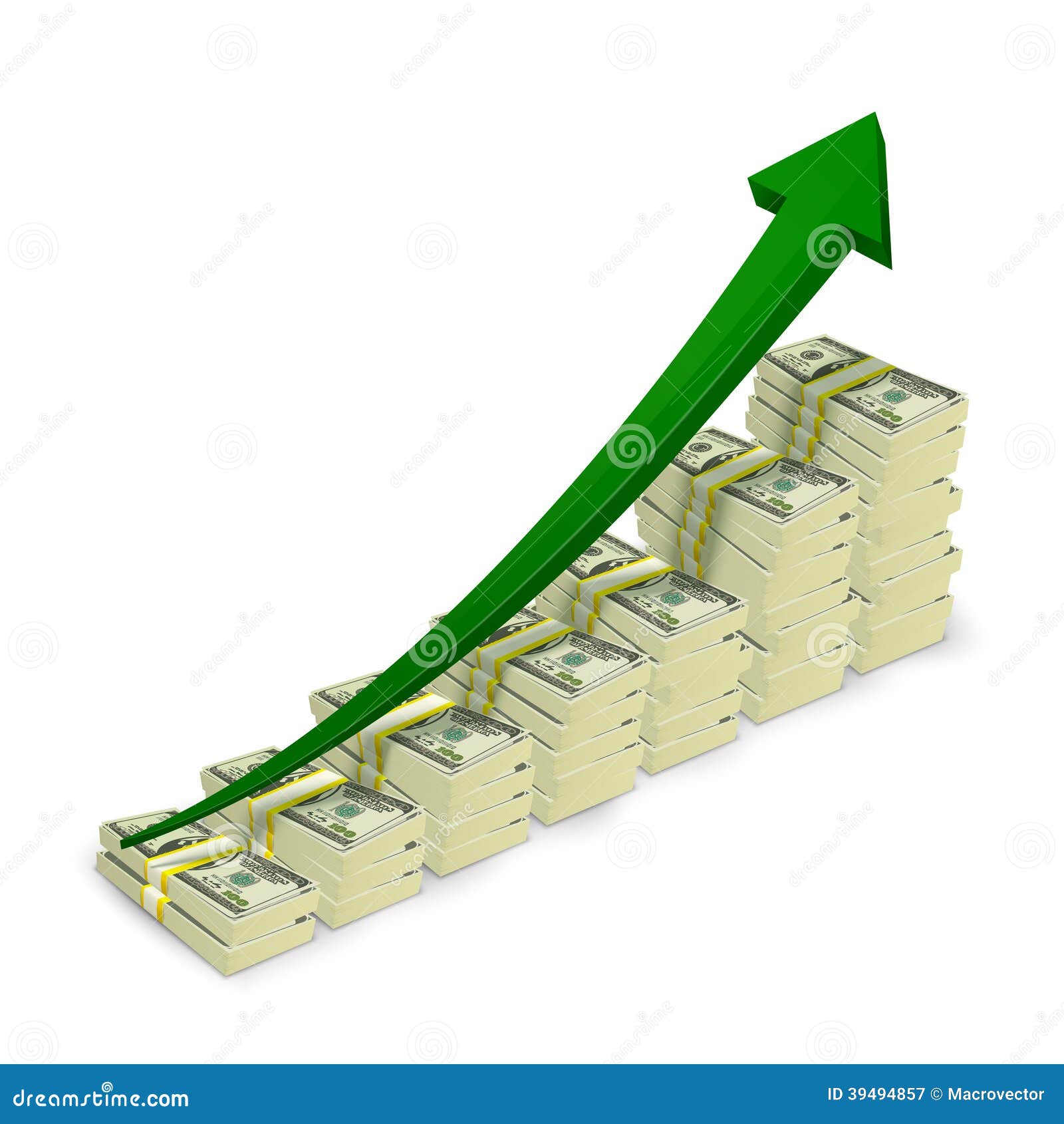 Money Banknotes Stacks Rising Graph Stock Vector - Illustration of note ...