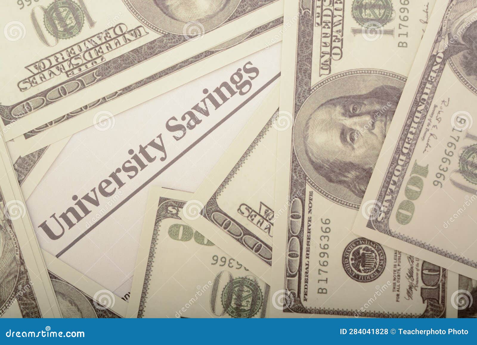 Money Banknotes and University Savings Paper Sheet Stock Photo - Image ...