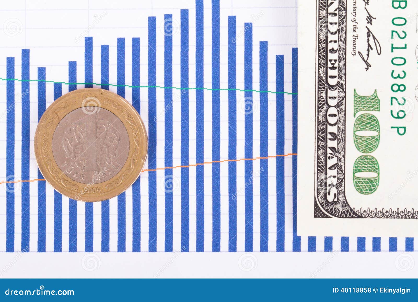 Money and Bar Chart Graph stock photo. Image of money - 40118858