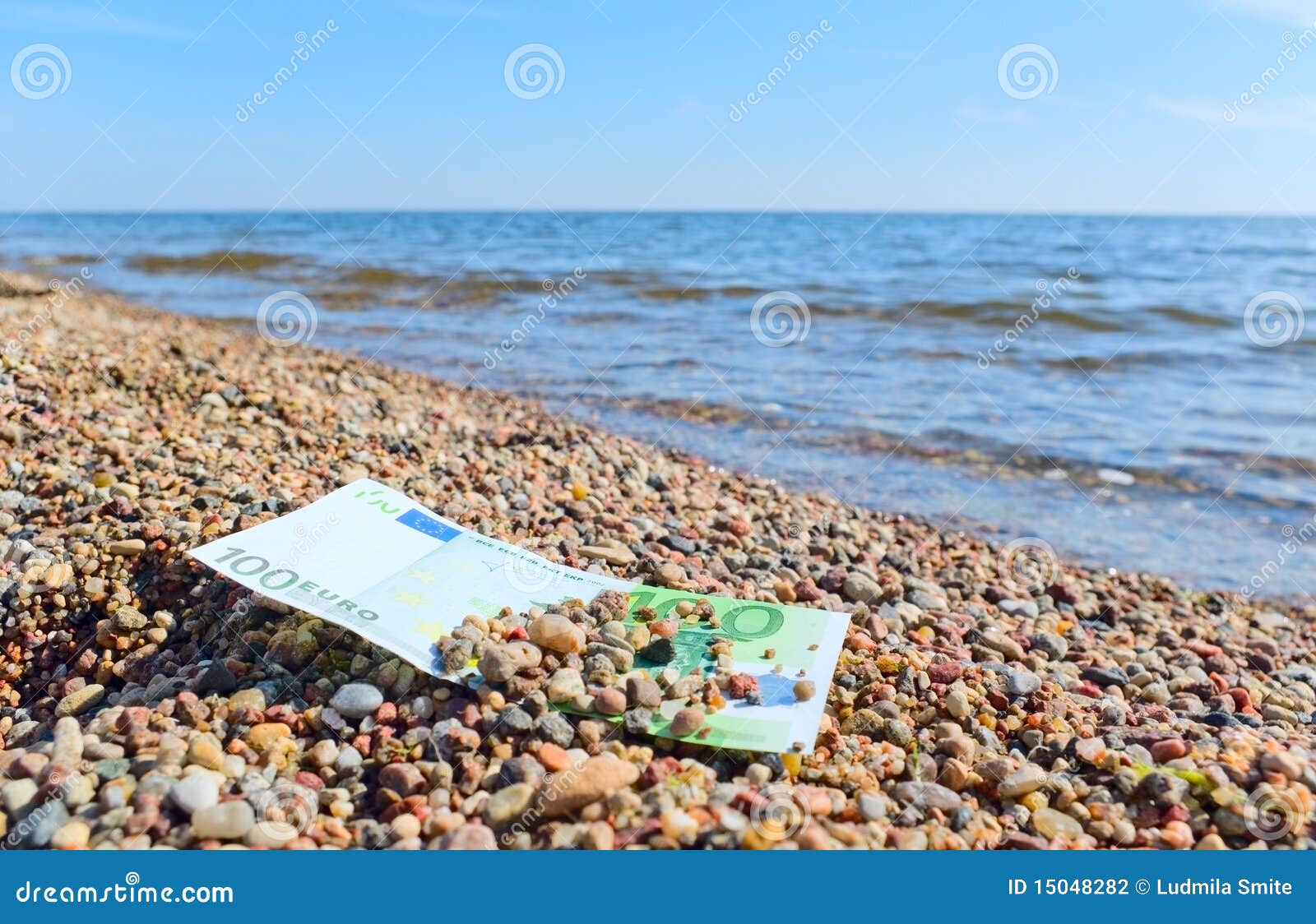 Money on the beach. stock photo. Image of stone, dune - 15048282