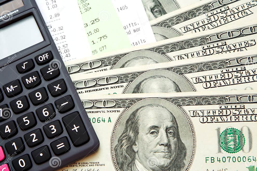 Money, Bills, & Calculator Stock Image - Image of miscalculate, donate ...