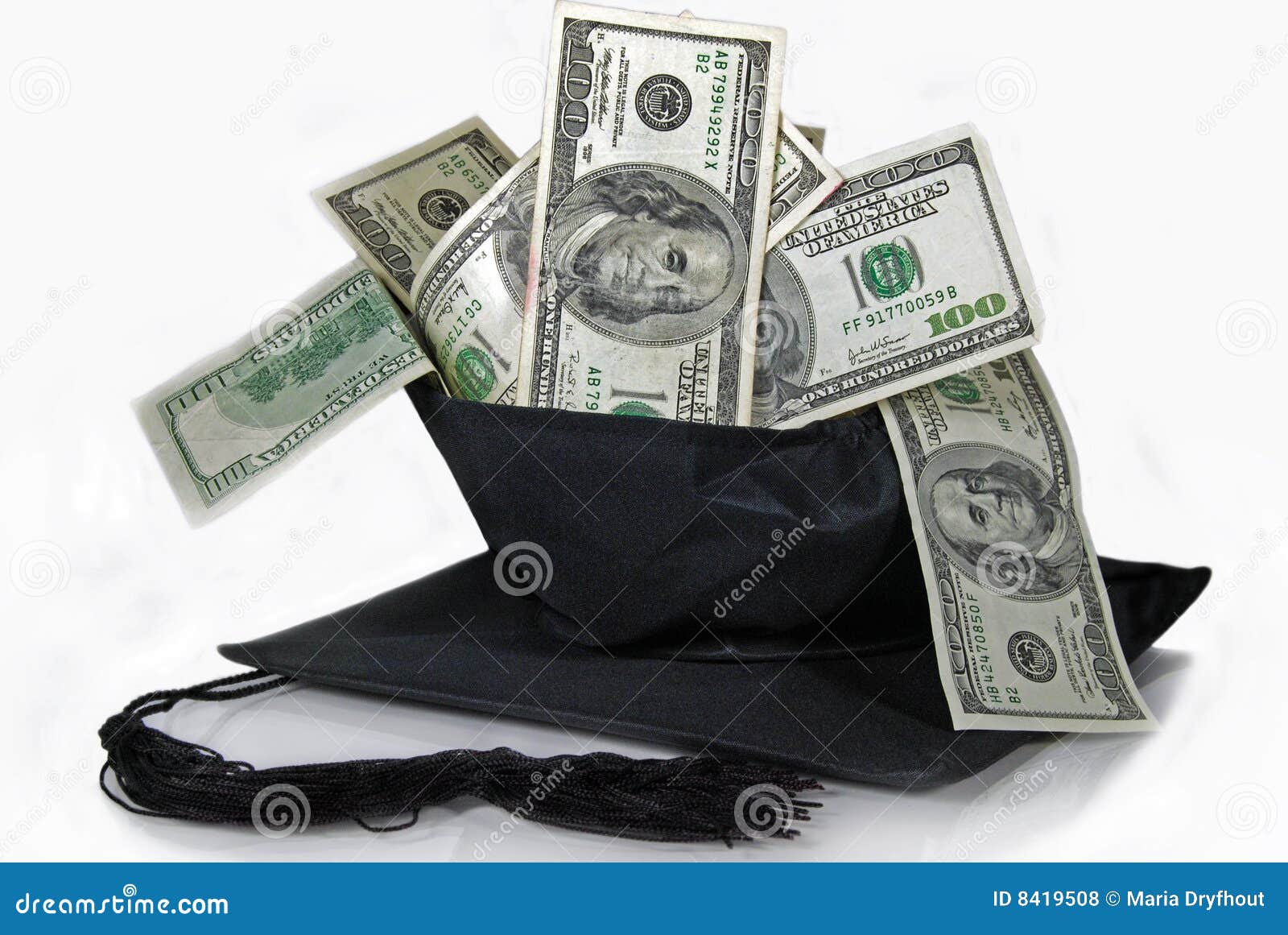 Money in Black Graduation Cap Stock Photo - Image of achieve, buck: 8419508