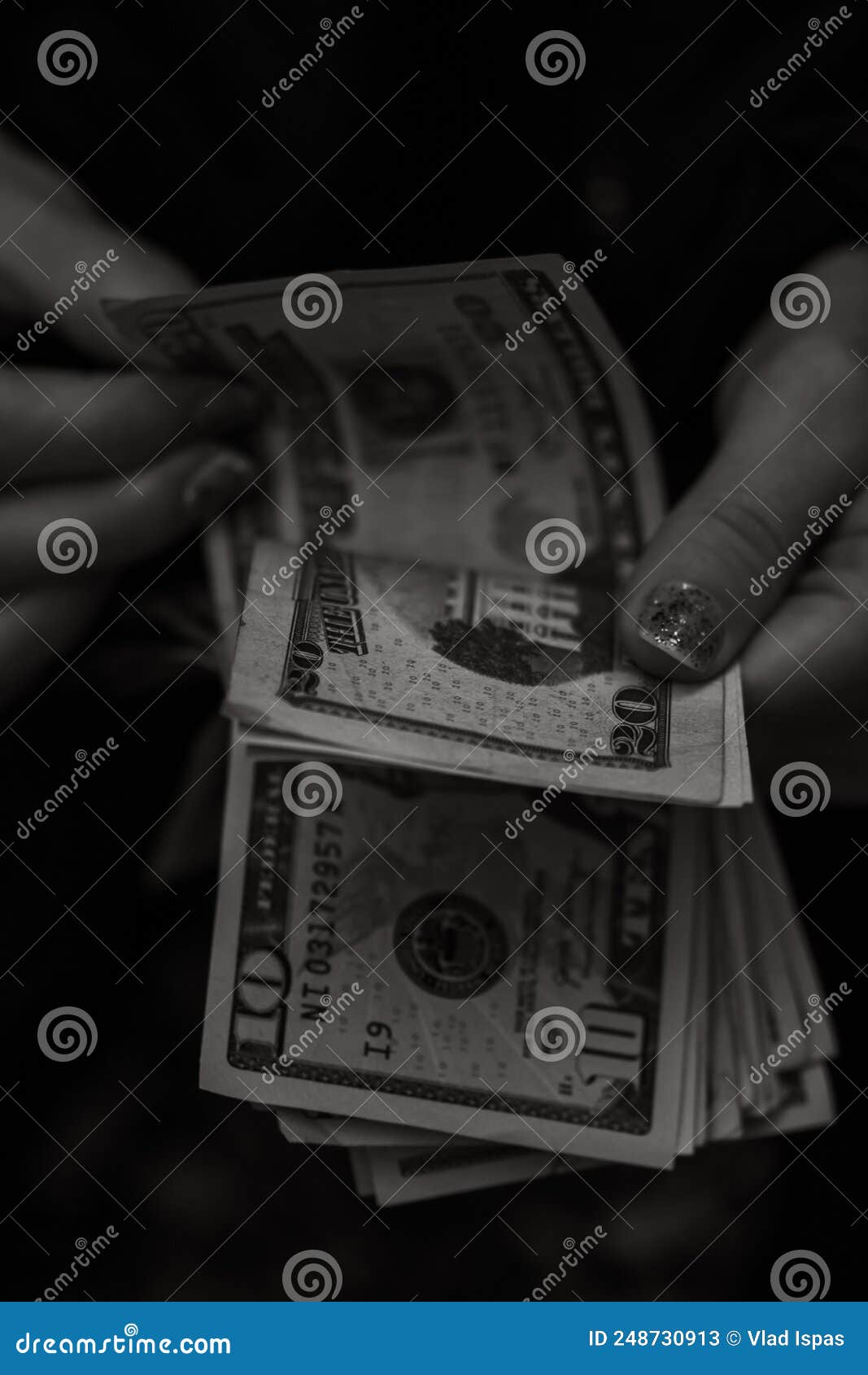 Money Black and White. Detail of Money Stock Image - Image of cash ...