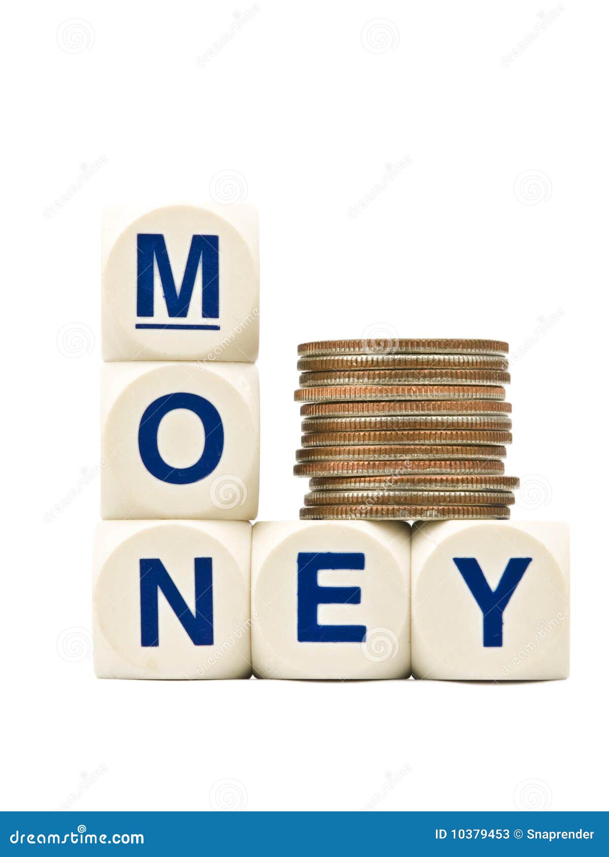 Money Blocks with Coins stock image. Image of money, letters - 10379453
