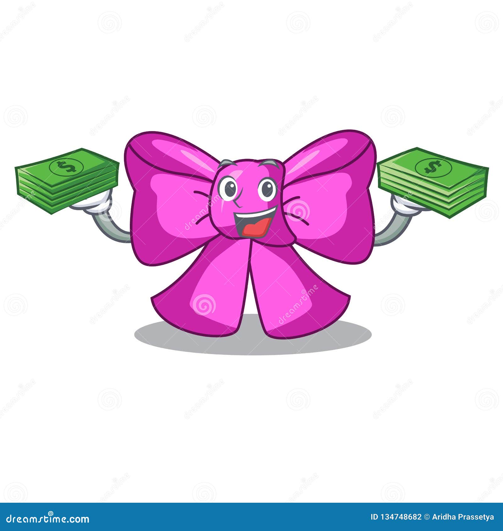 With Money Bow Tie in Character Design Trendy Stock Vector ...