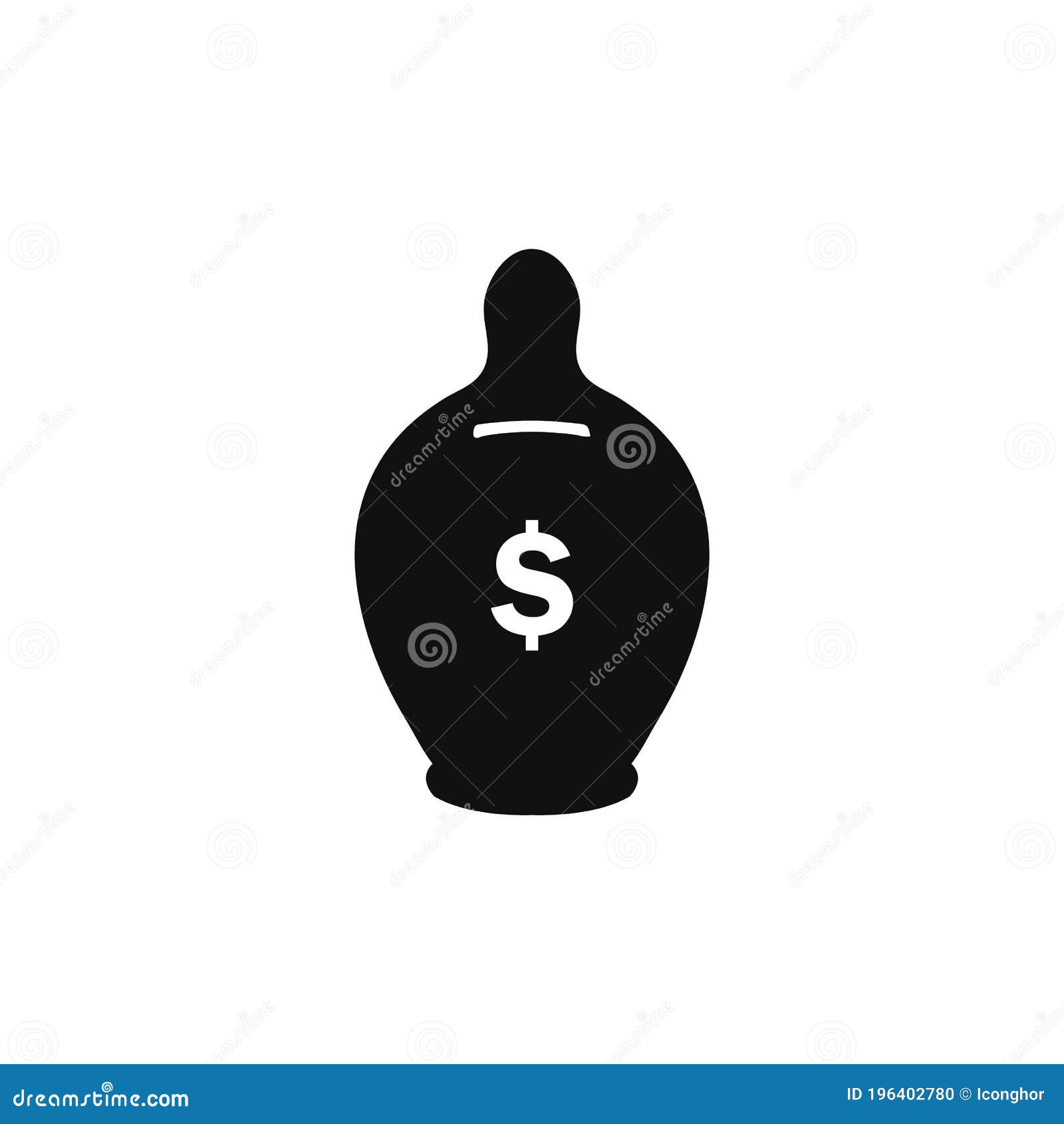 Money Box Icon. stock vector. Illustration of silhouette - 196402780