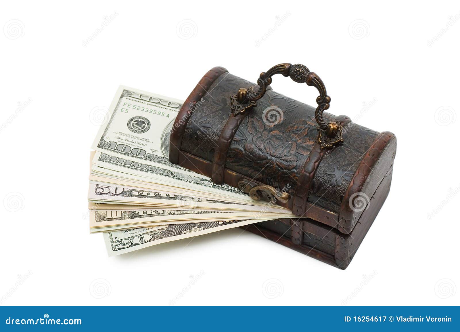 Money in Box Isolated on White Stock Image - Image of chest, home: 16254617