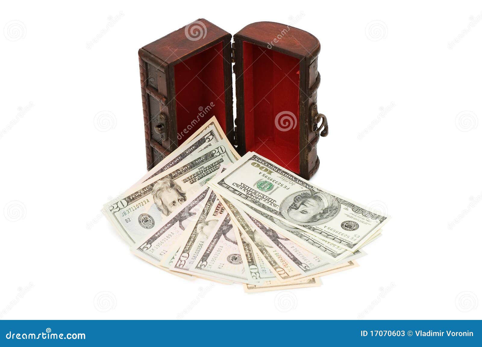 Money in Box Isolated on White Stock Image - Image of idea, antique ...