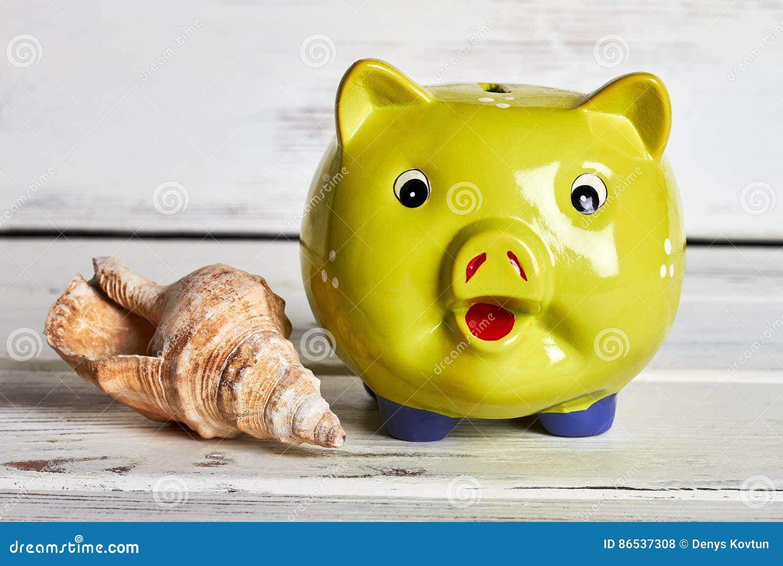 Money box and sea shell. stock photo. Image of cash, holiday - 86537308