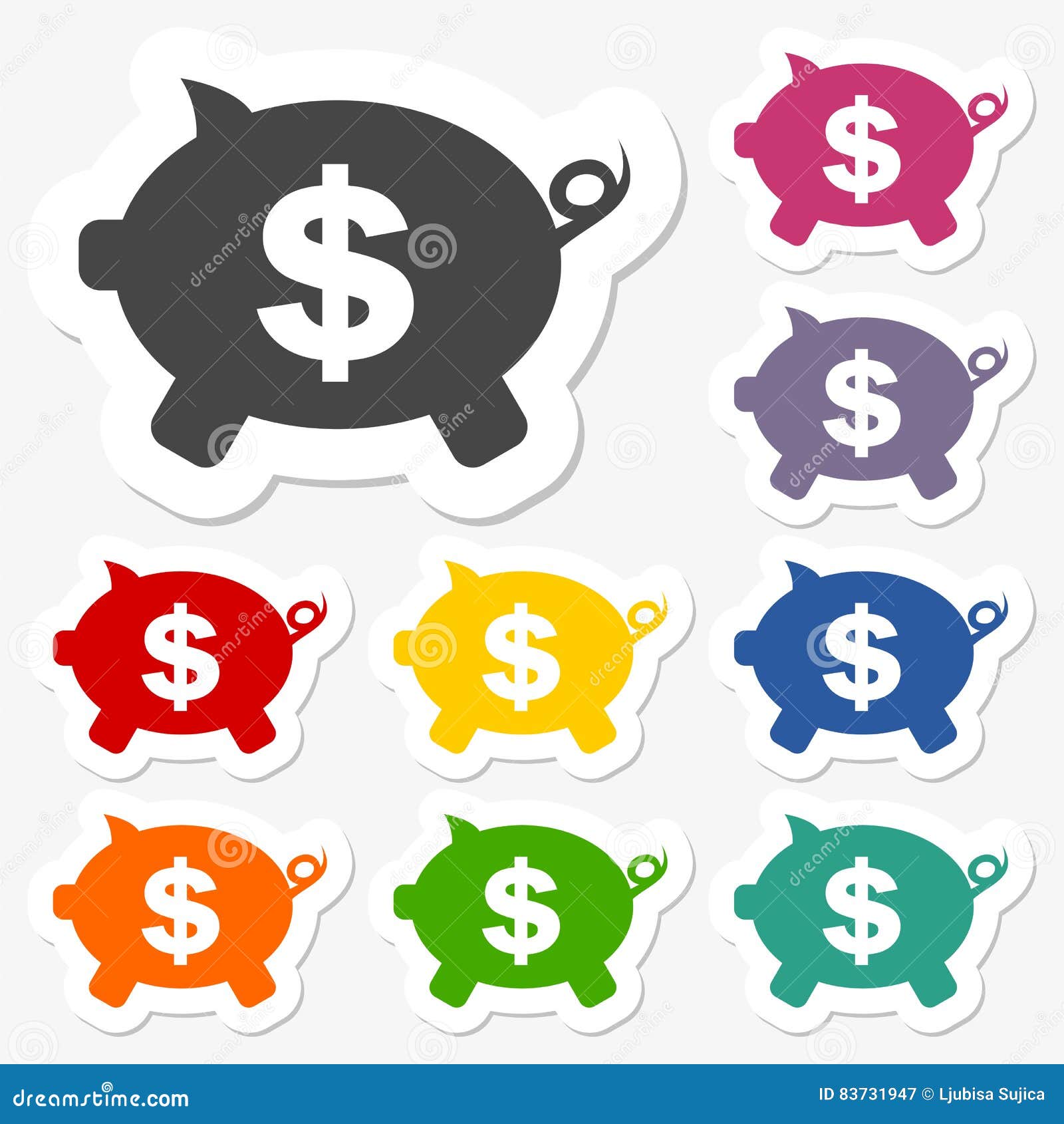 Money Box sticker set stock vector. Illustration of fund - 83731947
