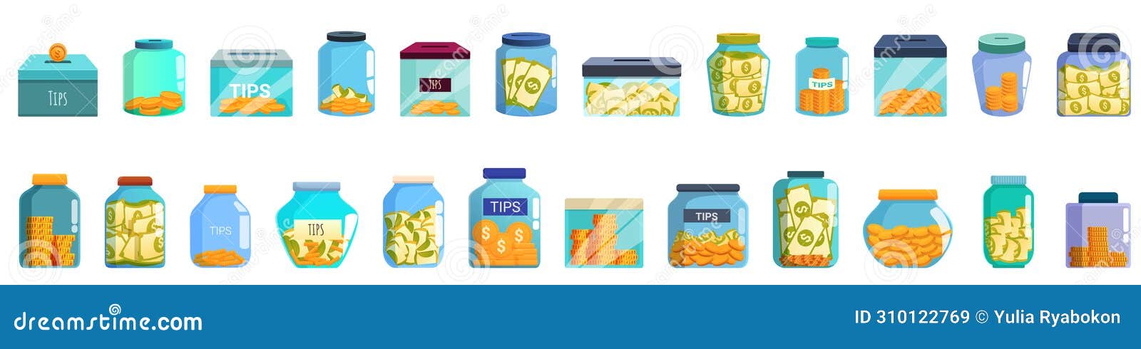 Money Box Tips Icons Set Cartoon Vector. Glass Donation Stock Vector ... Money Box Tips Icons Set Cartoon Vector. Glass Donation Stock Vector ...