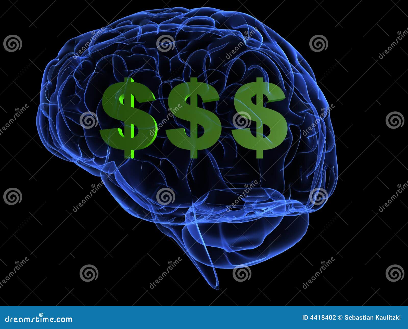 Money brain stock illustration. Illustration of metal - 4418402