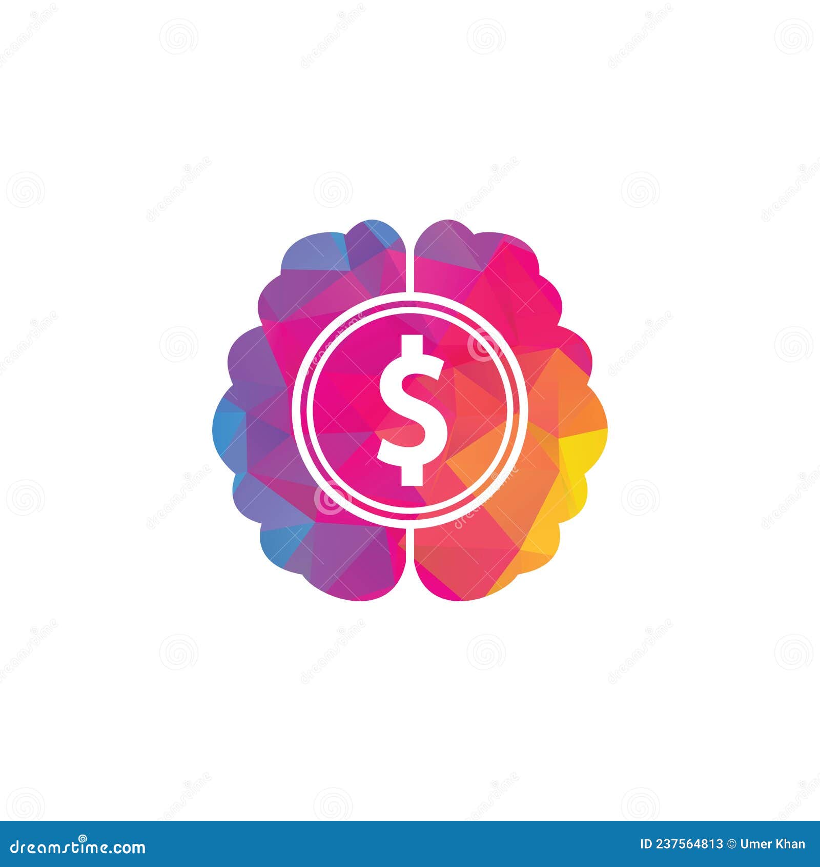 Money Brain Icon Logo Design Element. Stock Vector - Illustration of ...