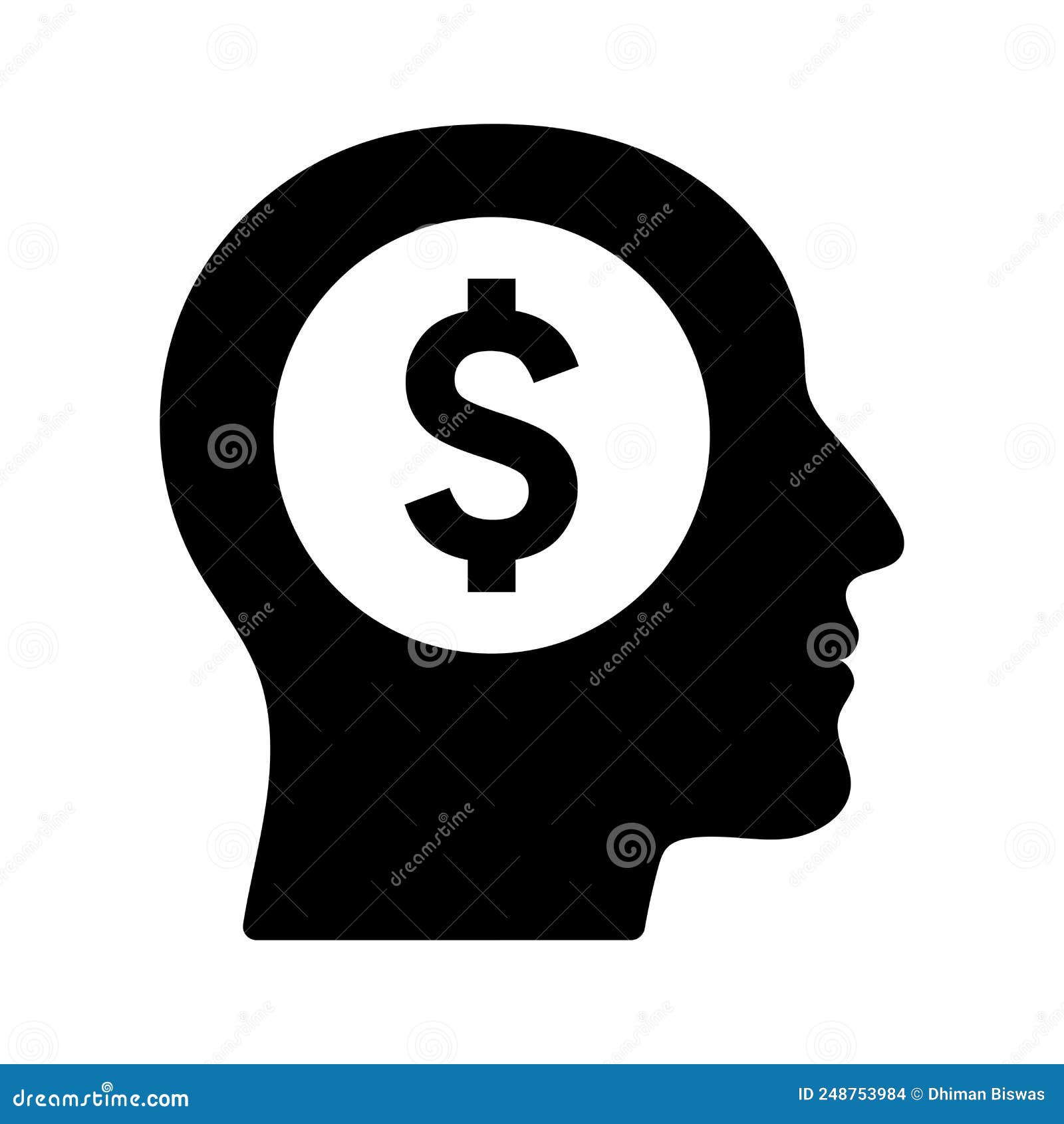 Money, Brain Icon. Black Vector Graphics Stock Illustration ...