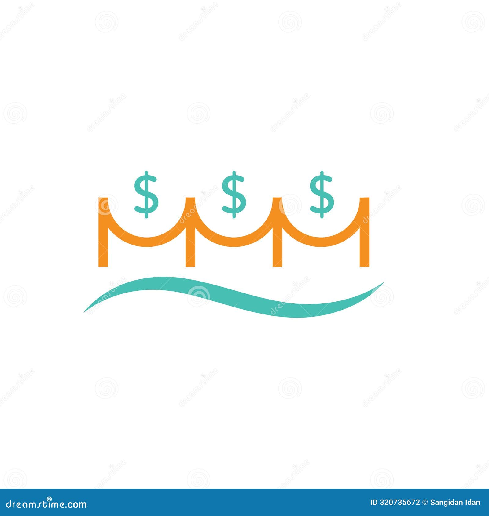 Money Bridge Wave Logo Icon Vector Concept Design Template Stock Vector ...