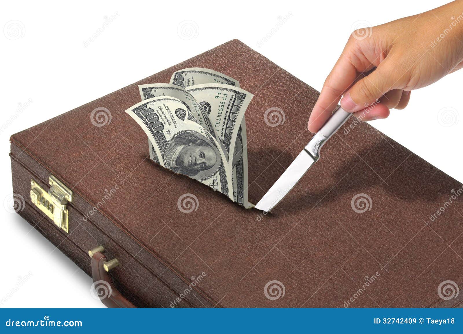 Money in briefcase stock image. Image of hide, carry - 32742409