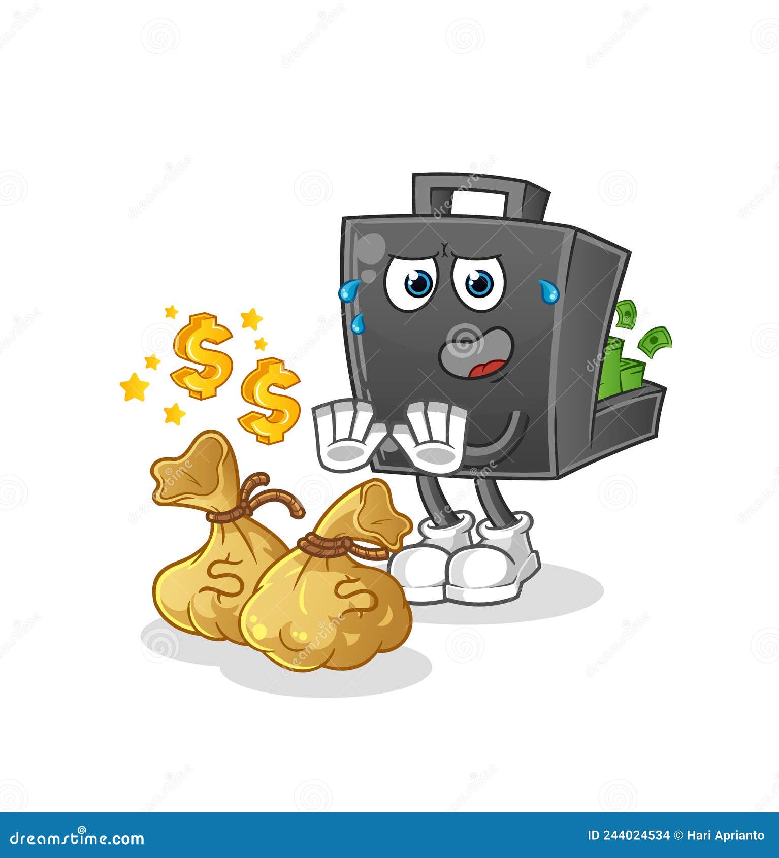 Money Briefcase Refuse Money Illustration. Character Vector Stock ...