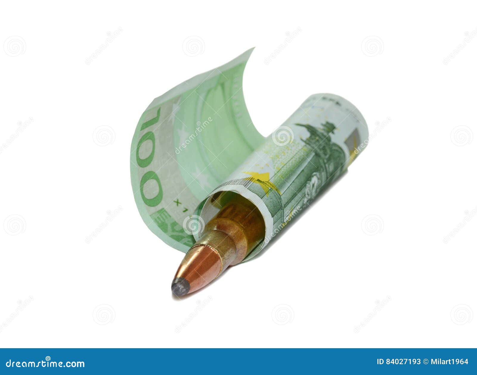 Money and a bullet. stock image. Image of euro, white - 84027193