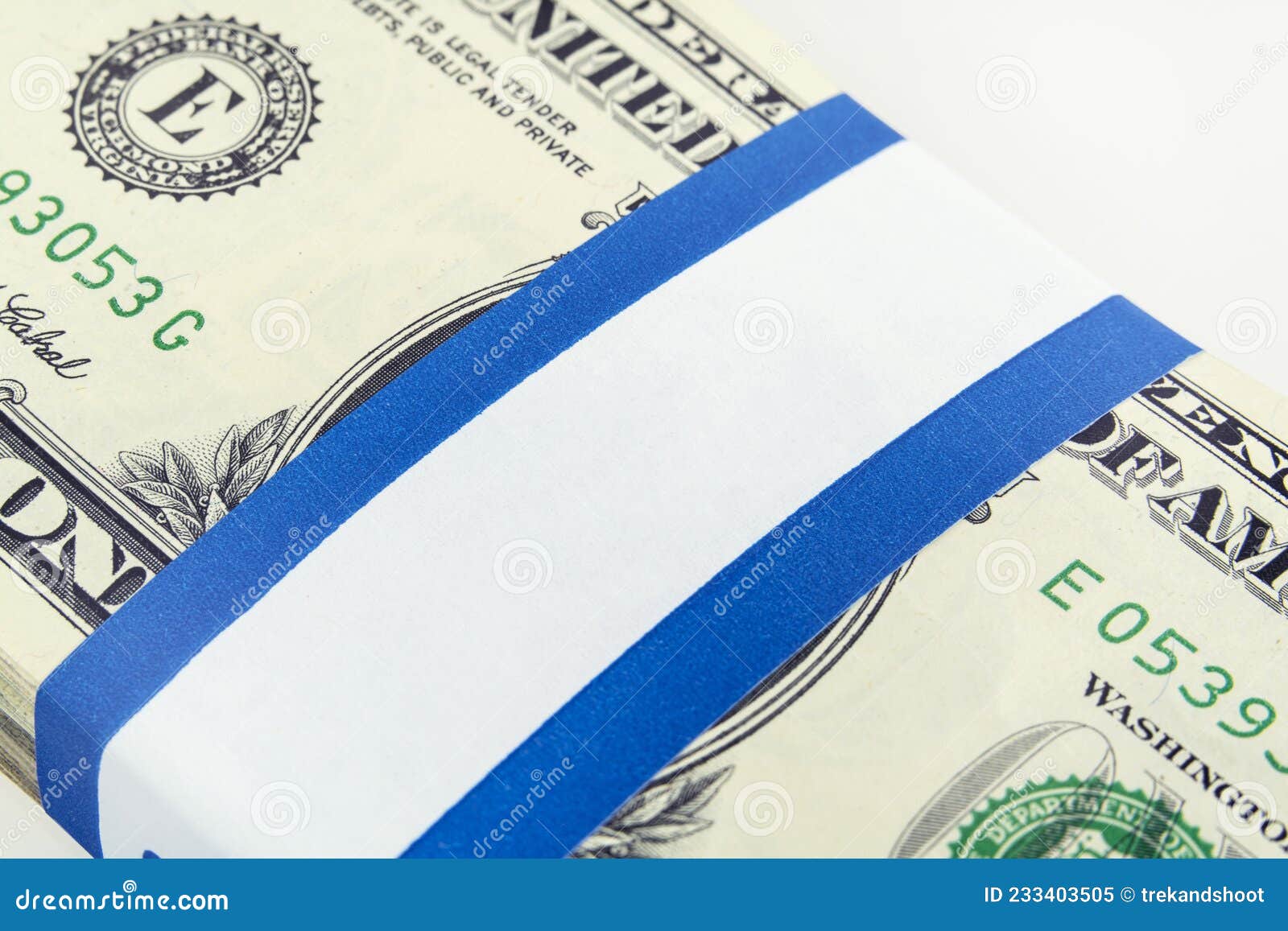 Money Bundle with Blank Label Stock Image - Image of bank, close: 233403505