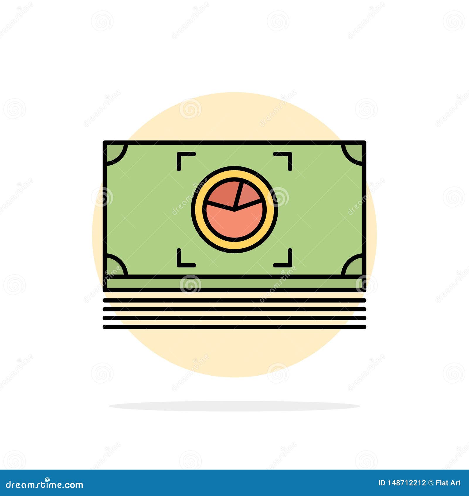 Money, Bundle, Cash, Dollar Abstract Circle Background Flat Color Icon ...