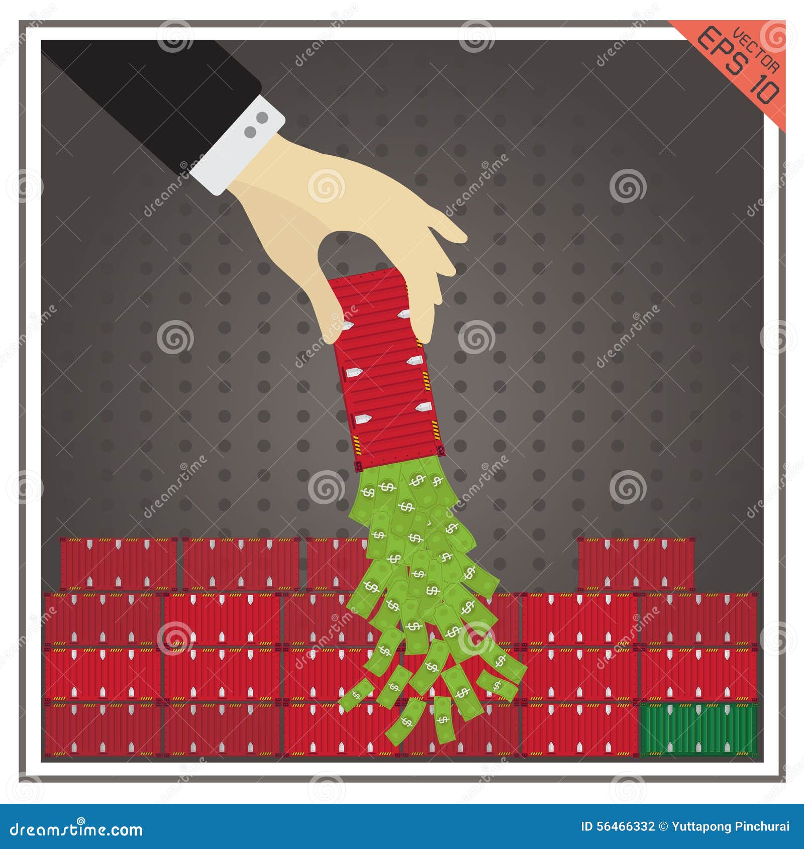 Money Business Dollar Container Black Background Vector | CartoonDealer ...