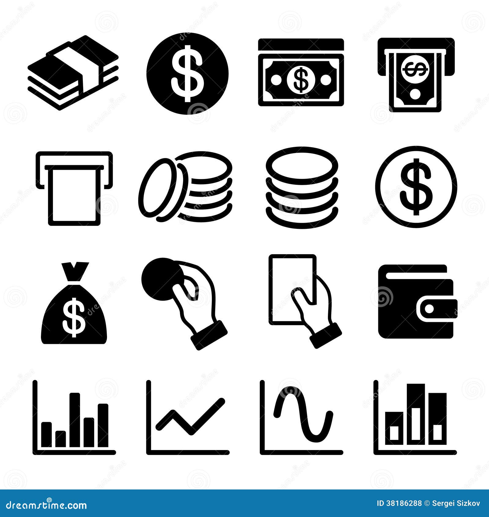 Money and Business Icon Set Stock Vector - Illustration of black ...