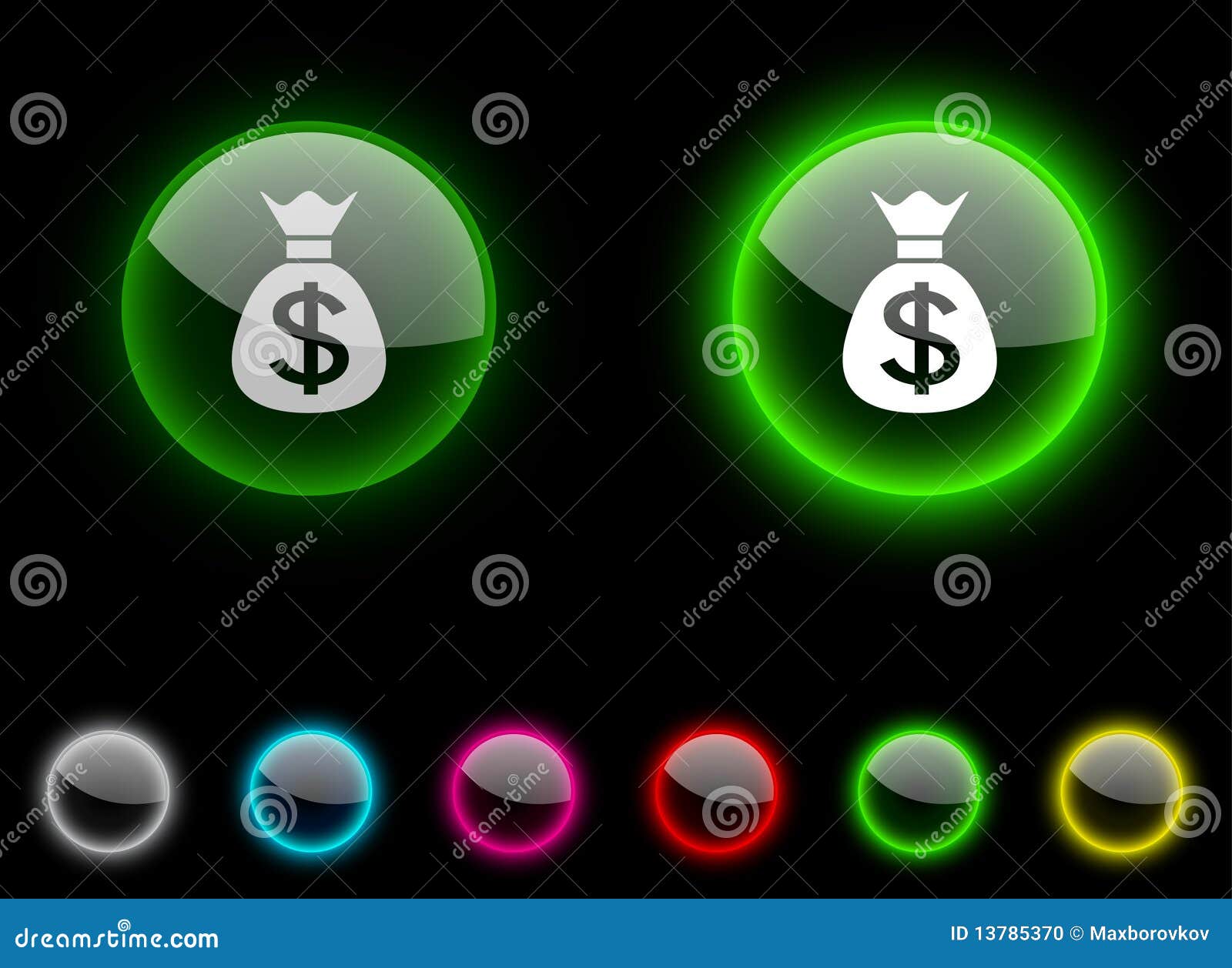 Money button. stock vector. Illustration of sack, icons - 13785370