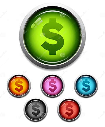 Money button icon stock vector. Illustration of blue, glass - 6070827