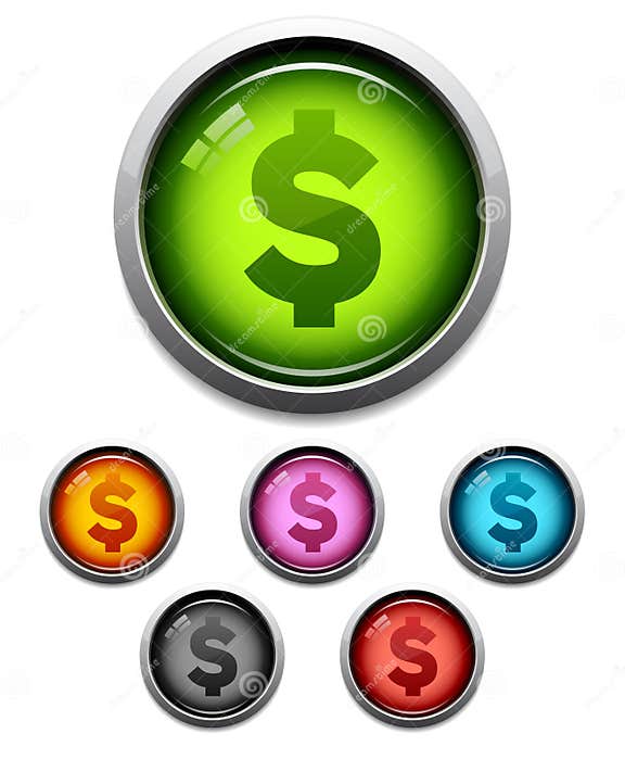 Money button icon stock vector. Illustration of blue, glass - 6070827