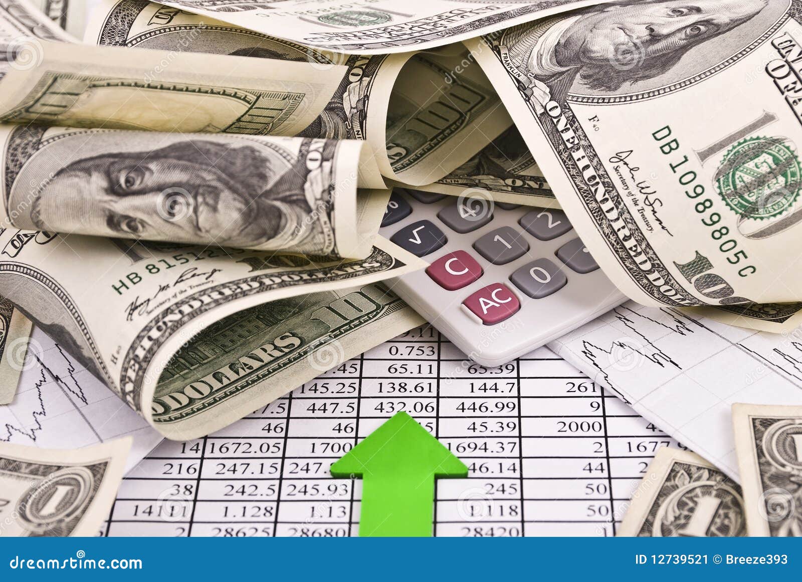 Money and calculator stock image. Image of deposit, graph - 12739521