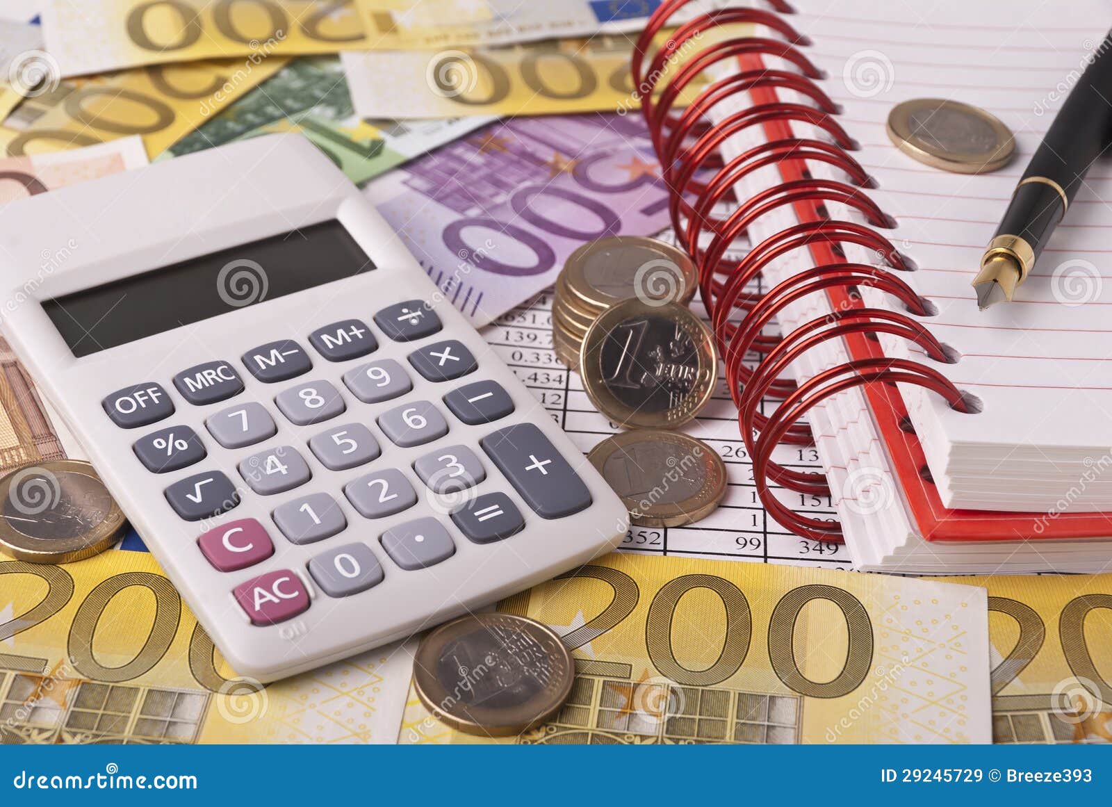 Money and calculator stock image. Image of euro, page - 29245729