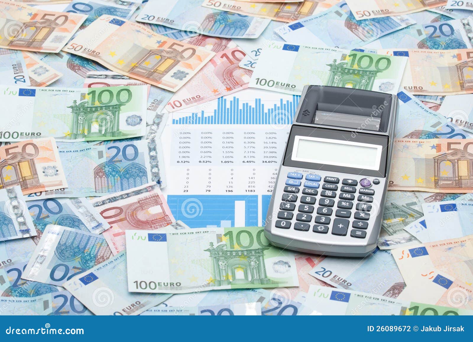 Money, Calculator and Graphs Stock Photo - Image of cash, flow: 26089672
