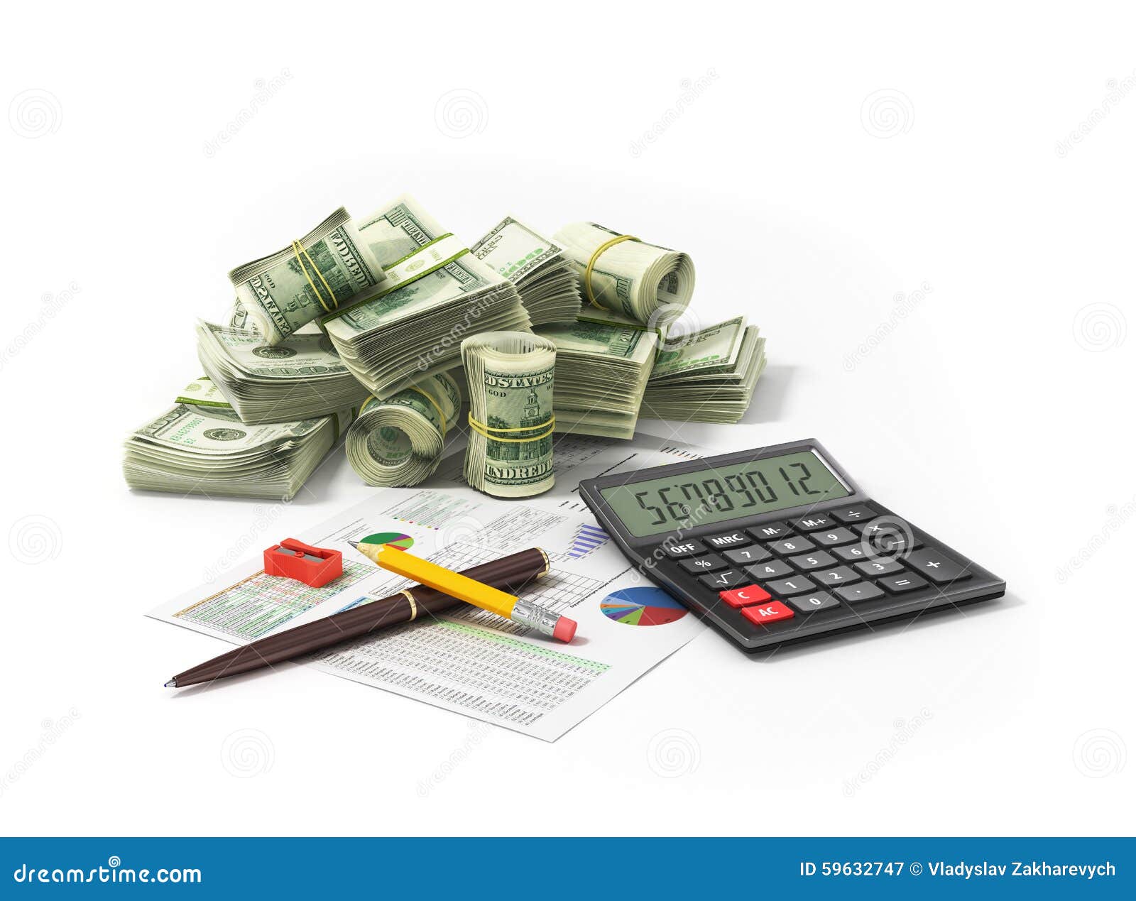Money and calculator/ stock illustration. Illustration of banking ...