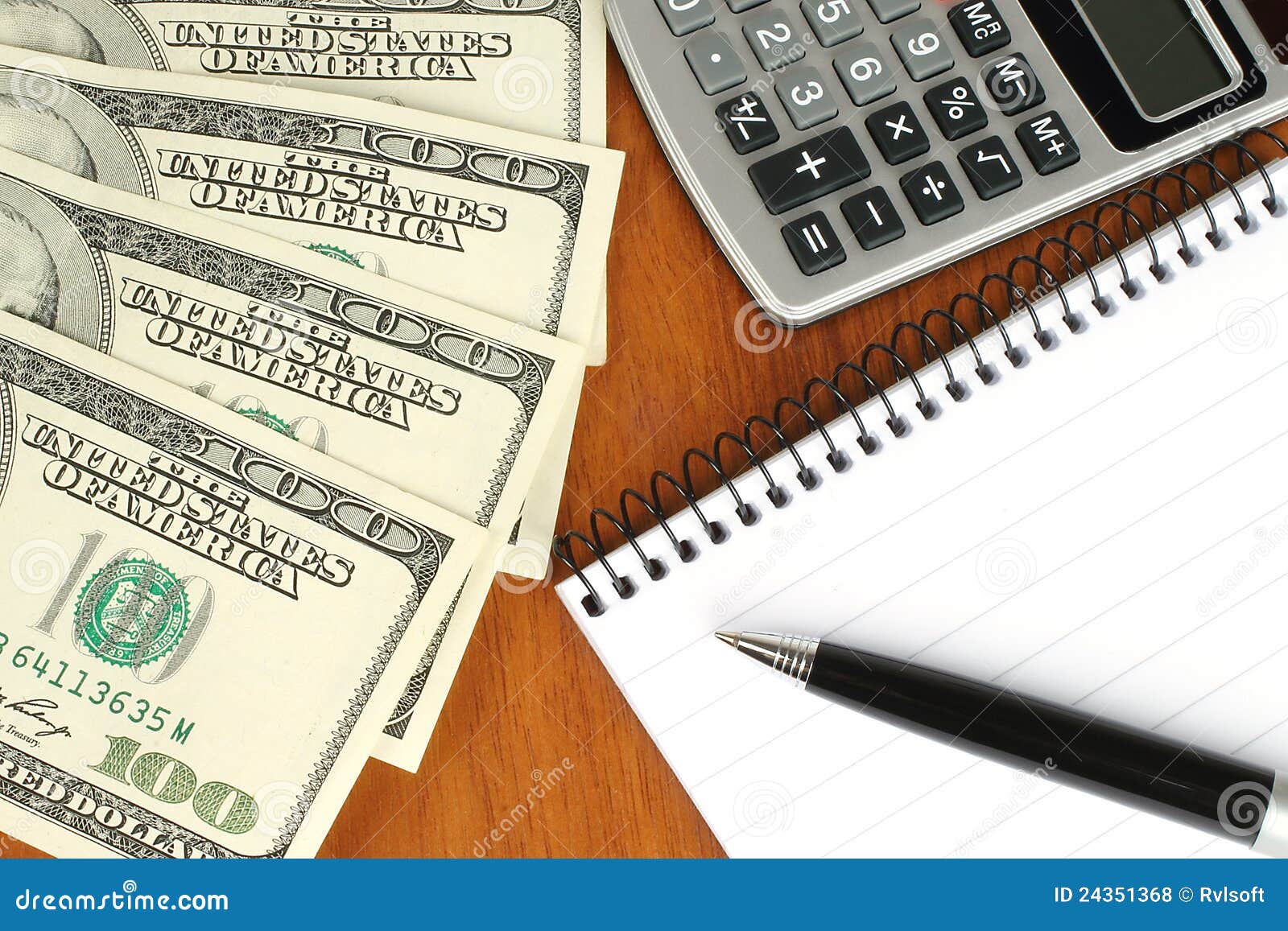 Money, Calculator, Notepad And Pen Stock Photo - Image of legal ...