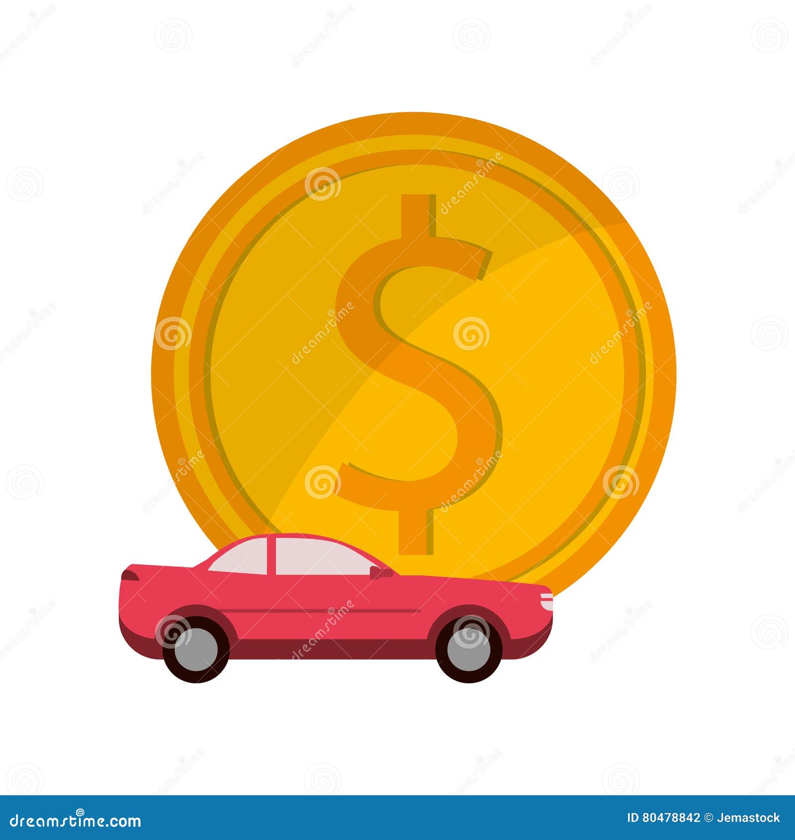 Money and car icon stock vector. Illustration of currency - 80478842