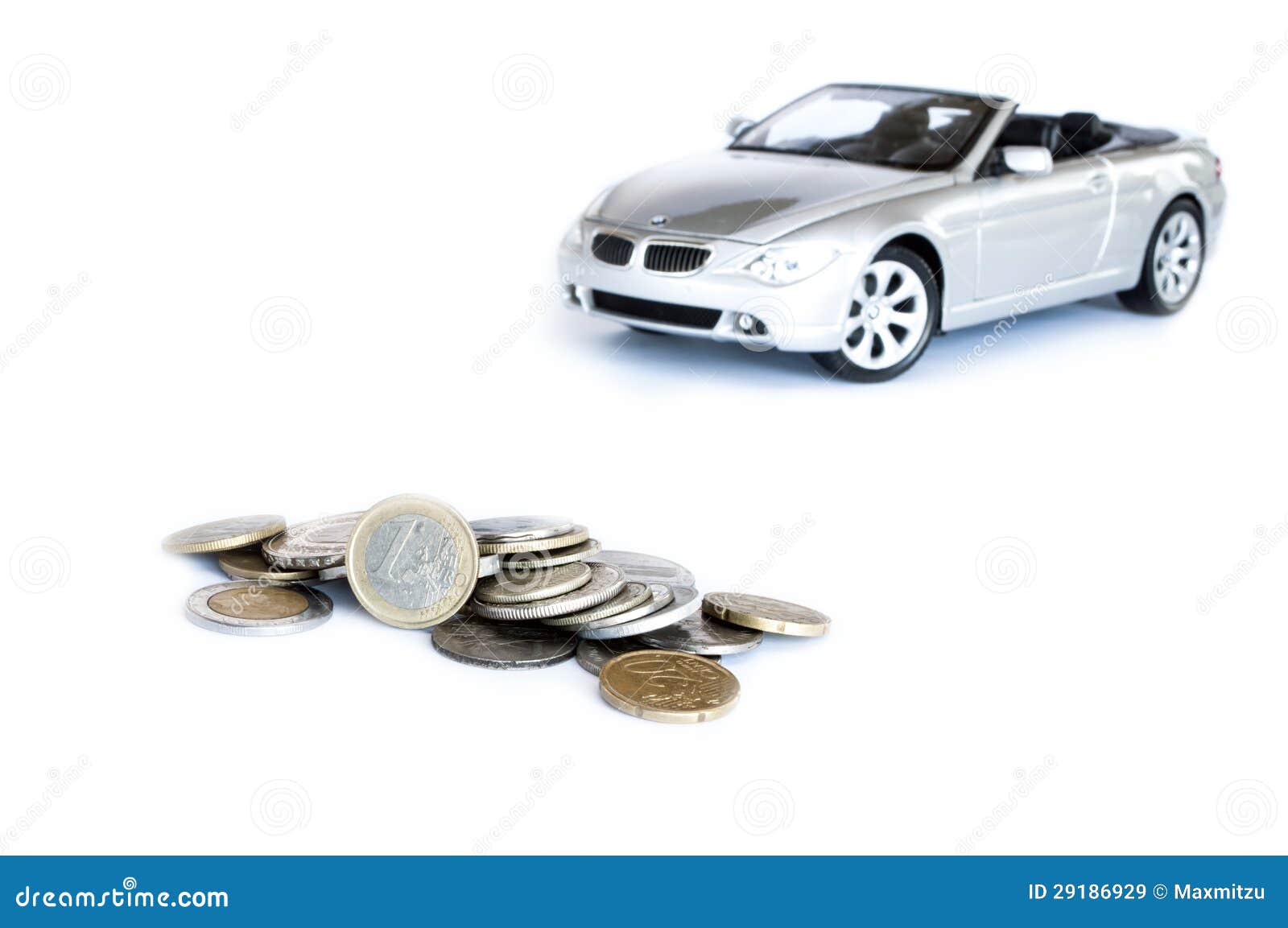 Money & Car Isolated on the White Background Stock Image - Image of ...