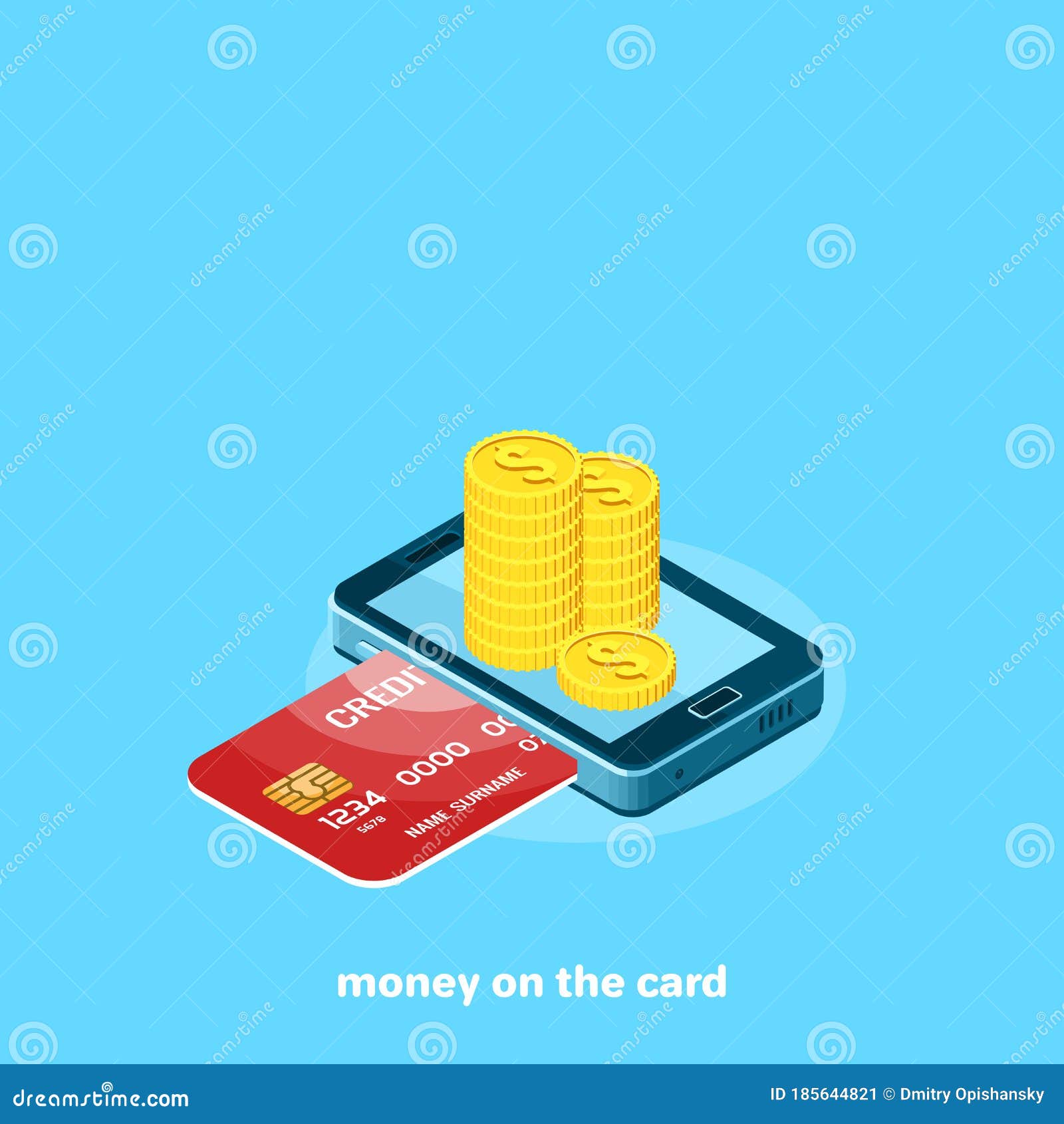 Money on the card stock vector. Illustration of vector - 185644821