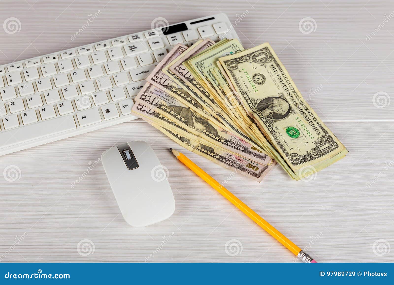 Money Cash Banknote on Laptop Keyboard, Commerce Concept Stock Image ...