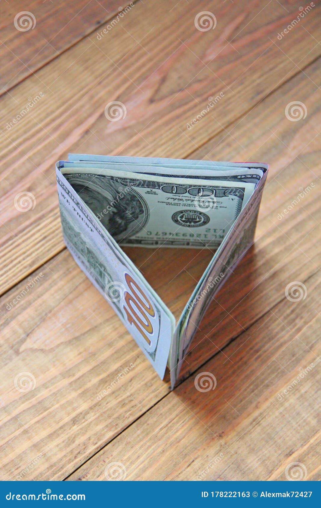 Money in Cash in in Triangular Shape. Hundred Dollar Notes Stock Image ...