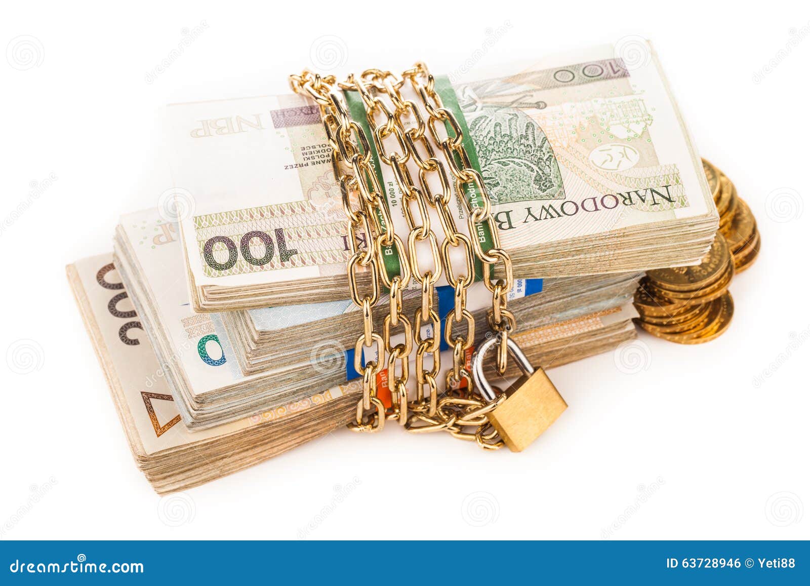 Money Chain and Lock Isolated on White Stock Photo - Image of finance ...